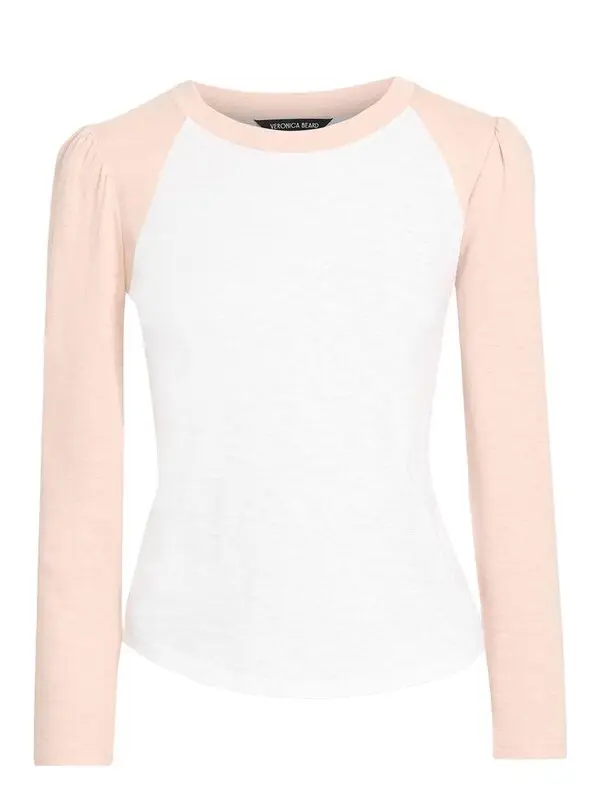 Veronica Beard Mason Two-tone Pima Cotton-jersey Top - Pastel Pink