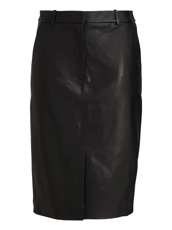 Veronica Beard Leather Midi Skirt - Black