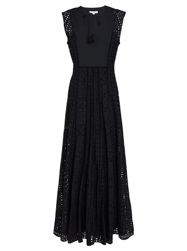 Veronica Beard Alina Broderie Anglaise Cotton Maxi Dress - Black