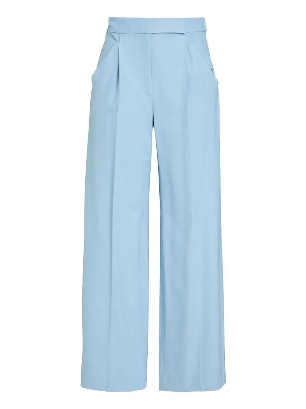 Veronica Beard Marbeau Pleated Canvas Wide-leg Pants - Light Blue