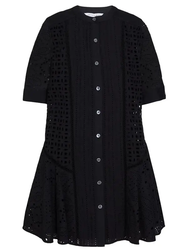 Veronica Beard Dara Broderie Anglaise Mini Dress - Black
