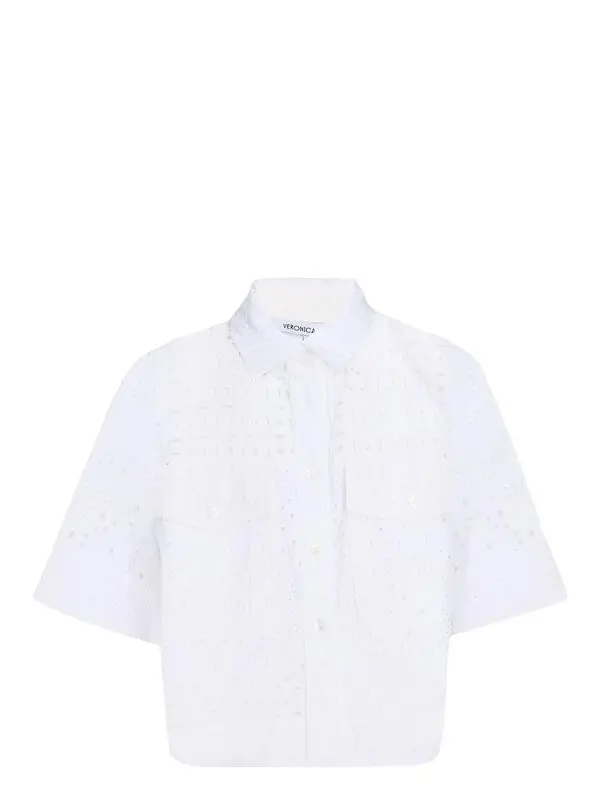 Veronica Beard Spruce Broderie Anglaise Cotton Shirt - White
