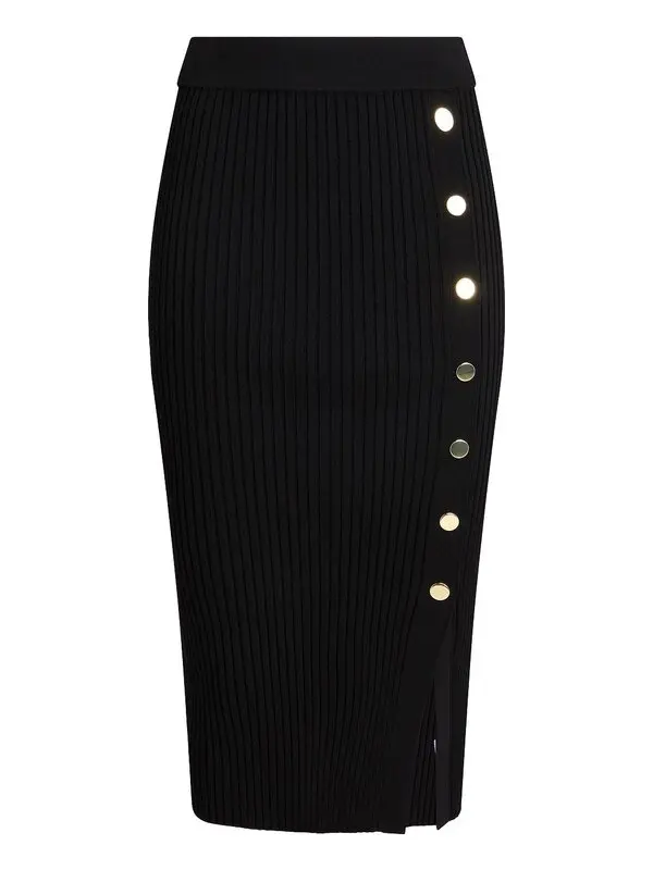 Veronica Beard Tanner Ribbed-knit Midi Skirt - Black