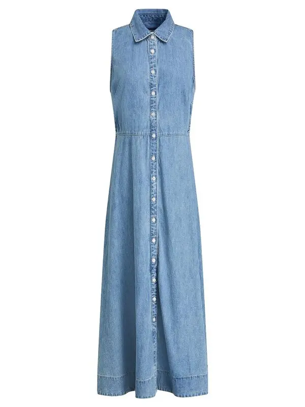 Veronica Beard Fuller Denim Midi Shirt Dress - Mid Denim