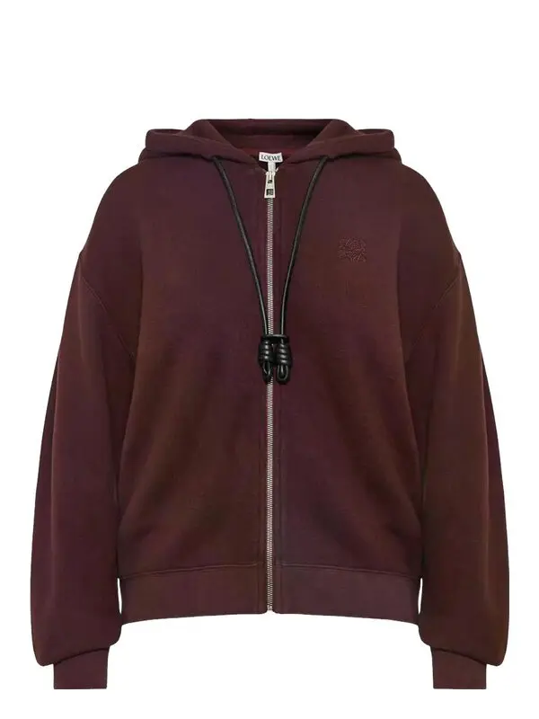 Loewe Zip Hooded Sweater - Red