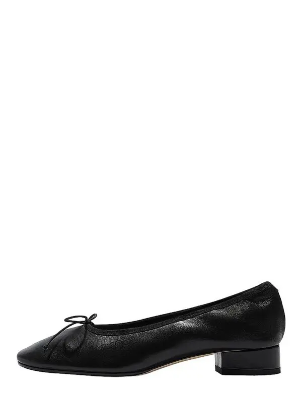 AeydĒ Onda Leather Bow Flats - Black