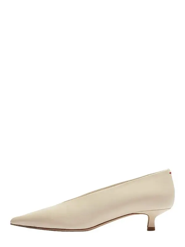 AeydĒ Clara Leather Kitten Heel Pumps - Creamy