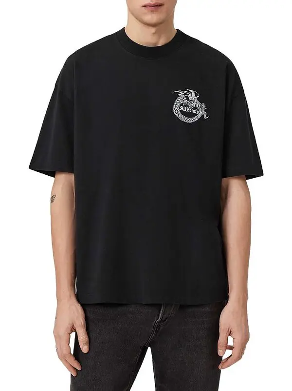 ALLSAINTS Terra Logo Graphic Oversized Tee - Jet Black