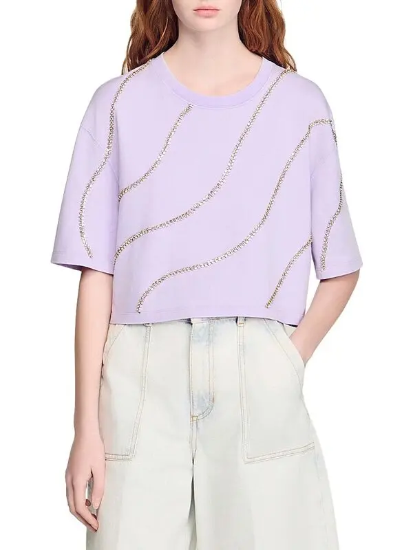 Sandro Cropped Tee - Mauve