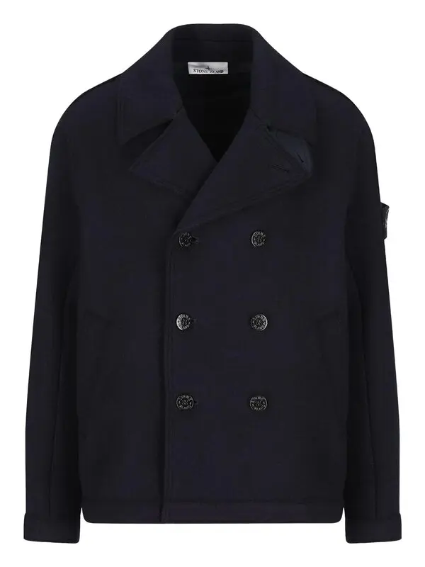 Stone Island Double-breasted Coat - Blue