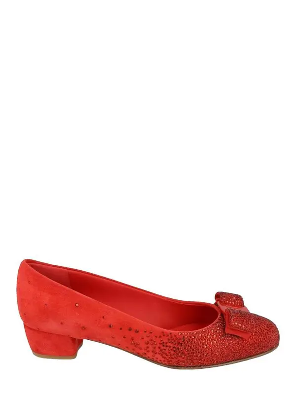 FERRAGAMO Vara Crystal-embellished Pumps - Red