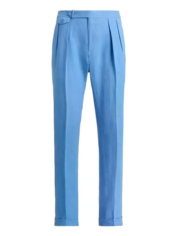 Polo Ralph Lauren Pleated Linen Trousers - Blue