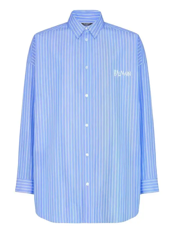 Balmain Striped Relaxed-fit Shirt - Blue