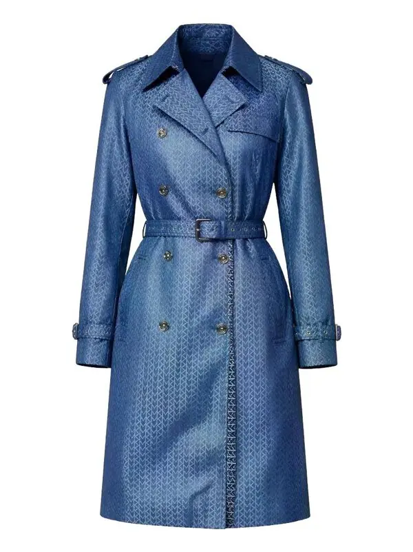 Michael Kors Logo-pattern Belted Trench Coat - Blue