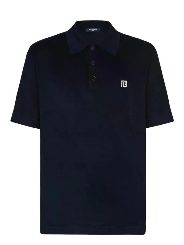 Balmain Logo-embroidered Polo Shirt - Blue