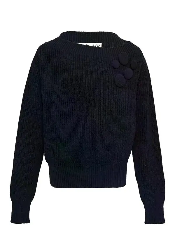 OPEN YY Badge Appliqué Knit Pullover - Blue