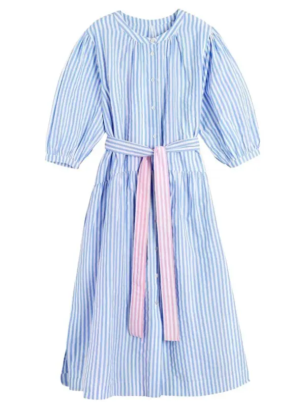 Chinti & Parker Striped Belted Midi Dress - Blue