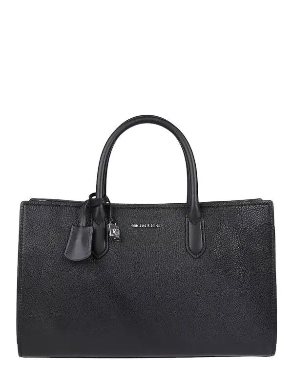 Michael Kors Leather Satchel With Padlock Detail - Black