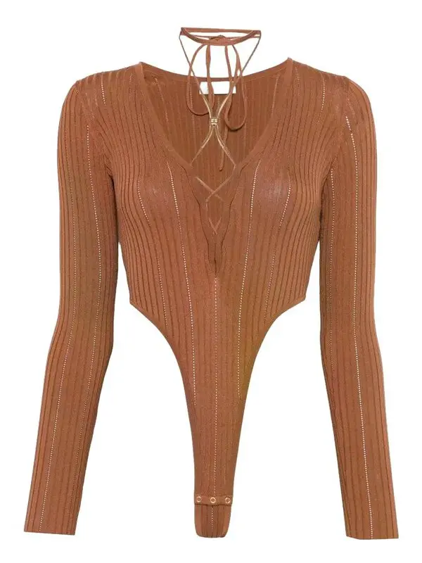 Elisabetta Franchi V-neck Bodysuit - Brown