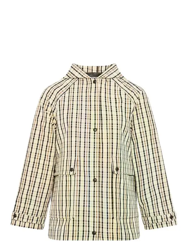 YVES SALOMON Hooded Check-pattern Jacket - Neutrals