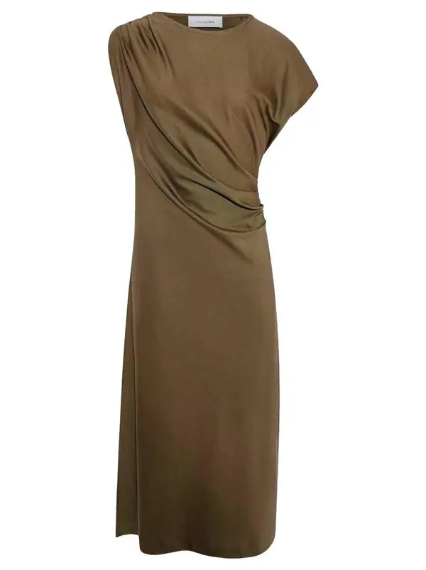 YVES SALOMON Asymmetrical Midi Dress - Green