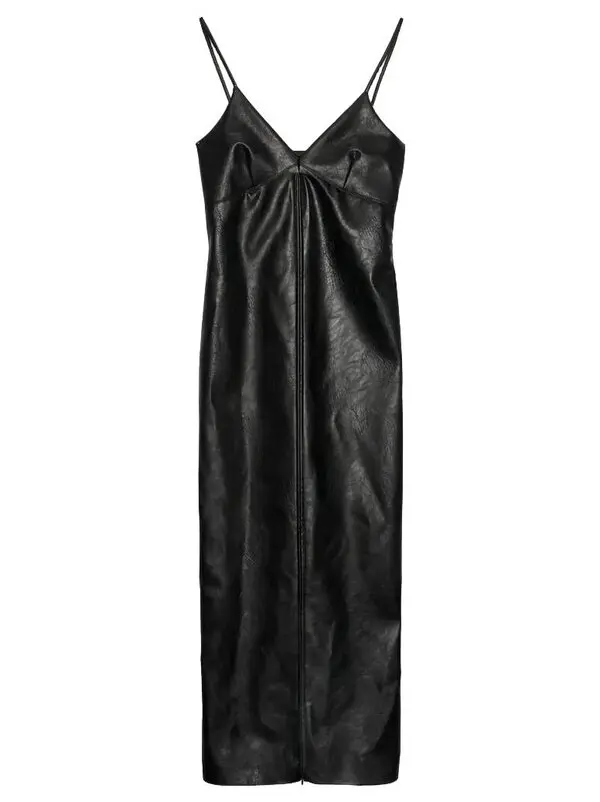 MSGM V-neck Leather Dress - Black