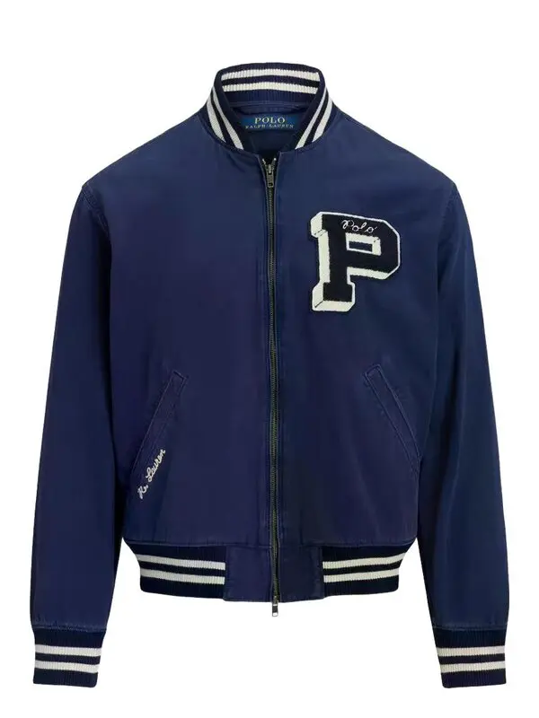 Polo Ralph Lauren Striped-trim Appliqué Jacket - Blue