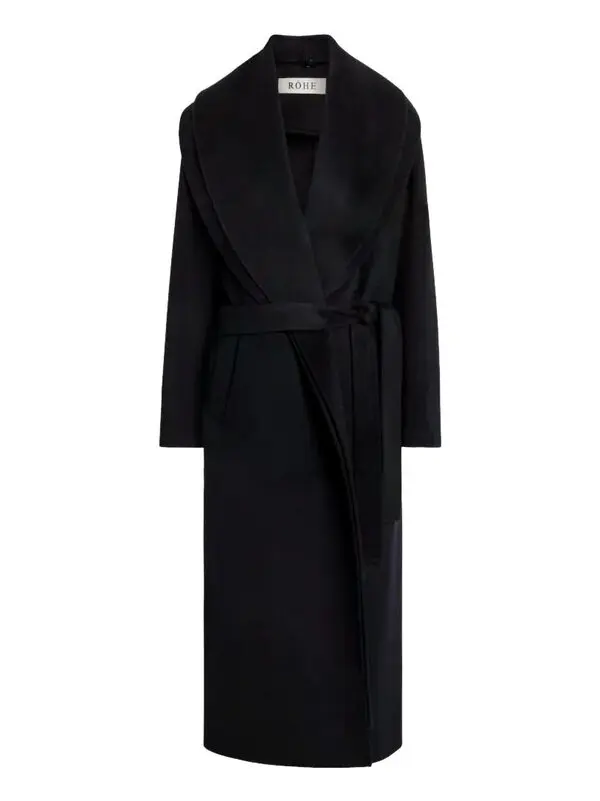 RÓHE Shawl-collar Belted Coat - Blue