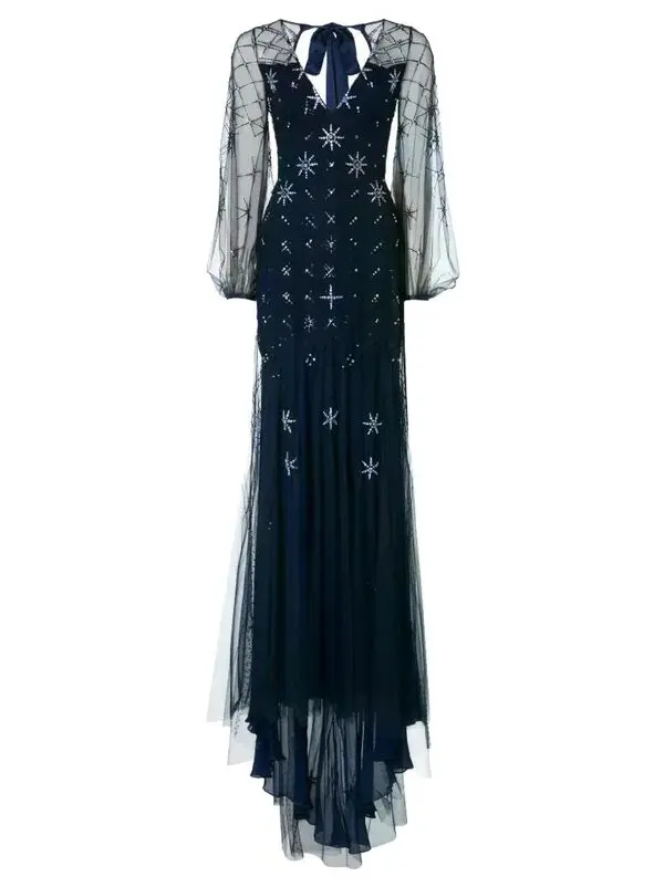 TEMPERLEY LONDON Star Beaded Celeste Maxi Dress - Blue