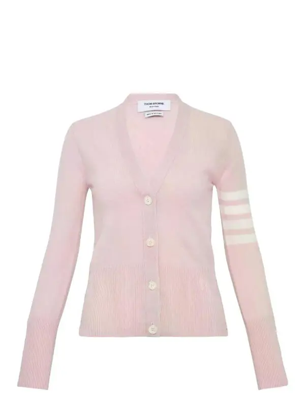 Thom Browne Four-bar V-neck Cardigan - Pink