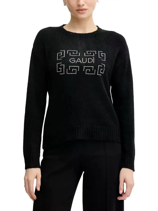 GAUDI Embellished Crew-neck Sweater - Black