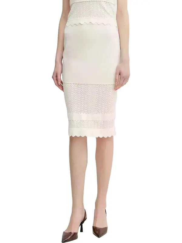 GAUDI Pointelle-knit Midi Skirt - Neutrals