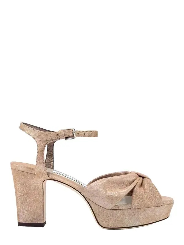 JIMMY CHOO Heloise Knot Platform Sandals - Neutrals