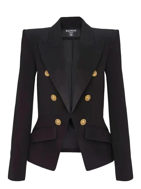 Balmain Double-breasted Peplum Blazer - Black