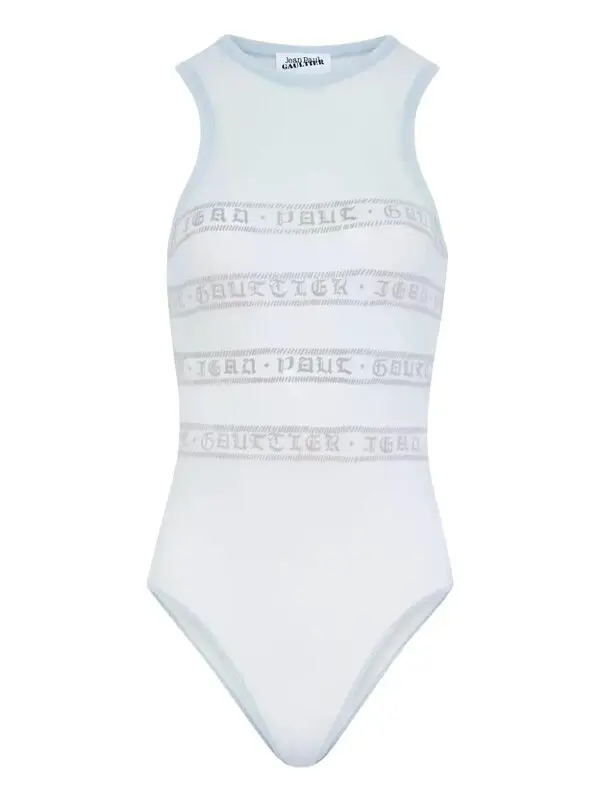 Jean Paul Gaultier Mesh Flocked Bodysuit - Blue