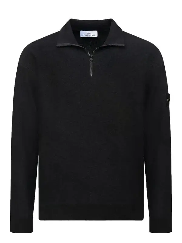Stone Island Zip Collar Sweater - Black