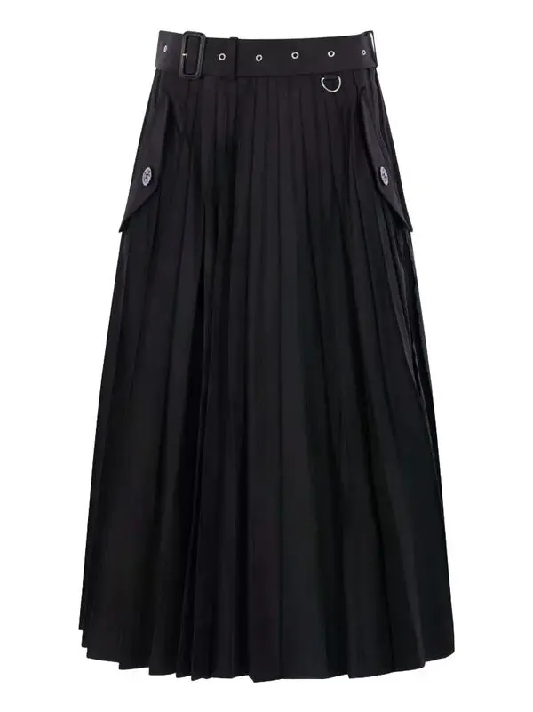 Sacai Pleated Belted Skirt - Black