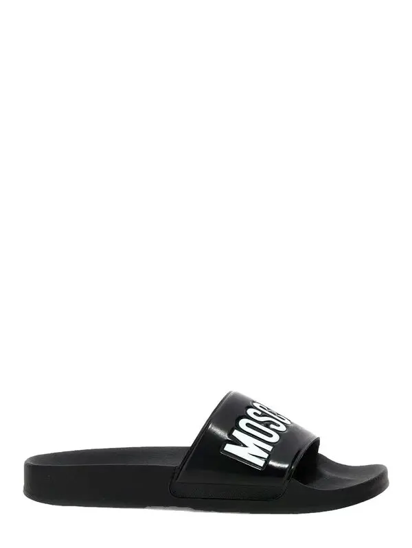 Moschino Embossed Logo-detail Slides - Black
