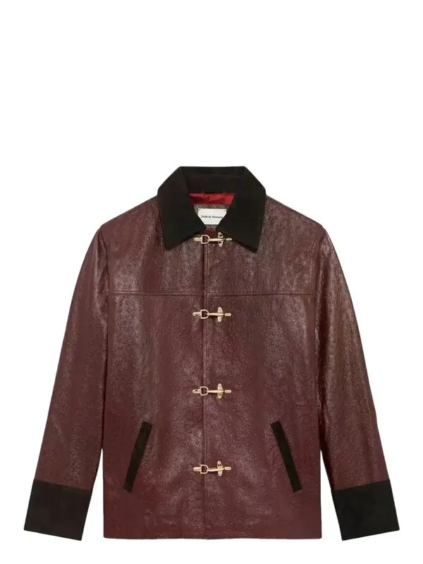 Drole De Monsieur Textured Leather Jacket - Red