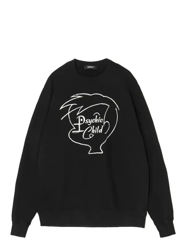 UNDERCOVERISM Embroidered Crew Neck Sweater - Black