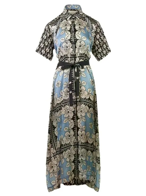 Biyan Printed Shirt Dress - Blue