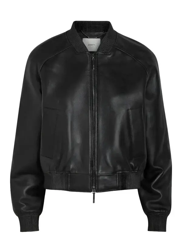 JOSEPH Quinn Leather Bomber Jacket - Black