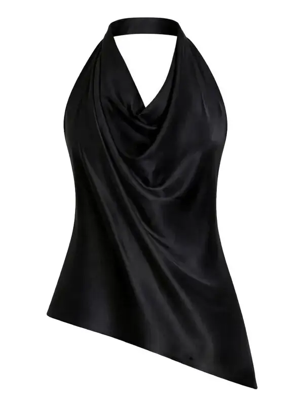 Wardrobe.NYC Satin Halterneck Top - Black