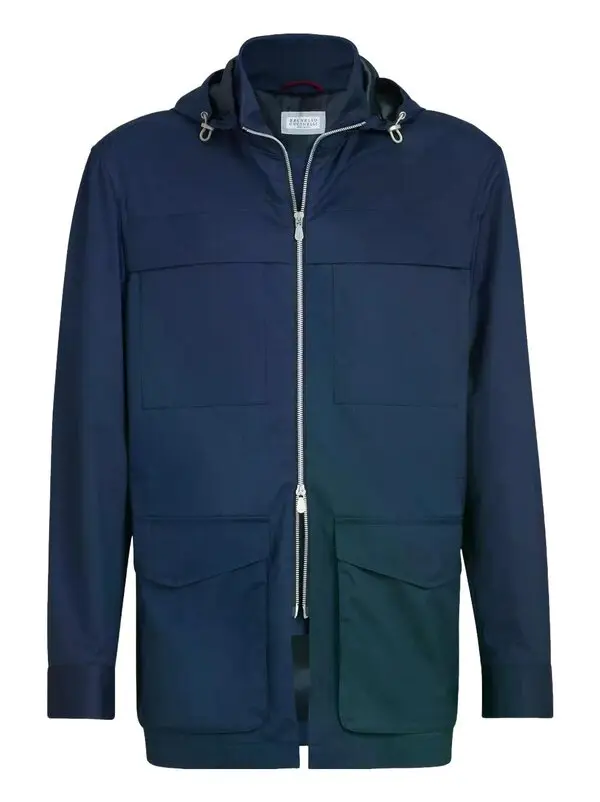 Brunello Cucinelli Detachable-hood Safari Jacket - Blue