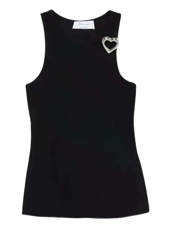Blumarine Heart-pin Tank Top - Black