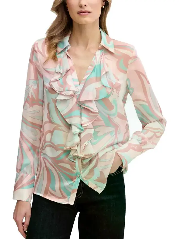 GAUDI Patterned Ruffled Shirt - Pink