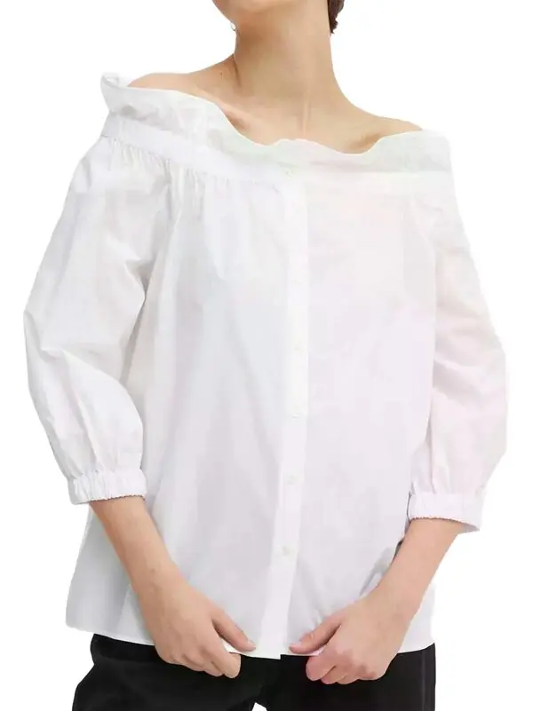 MOS MOSH Ruffle Off-shoulder Blouse - White