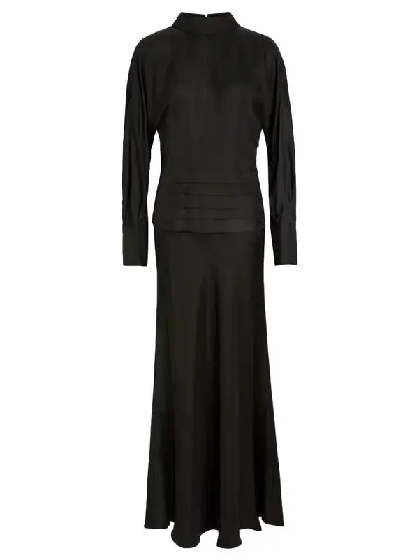 RÓHE Pleated Long-sleeve Maxi Dress - Black