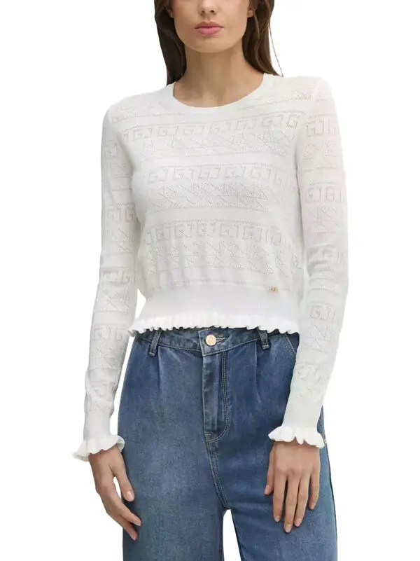 GAUDI Ruffled Hem Sweater - White