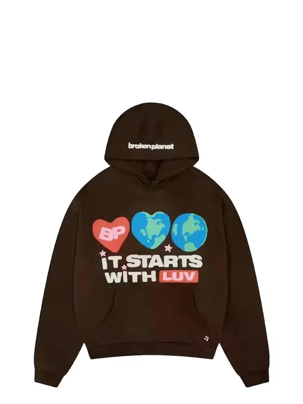 BROKEN PLANET Kangaroo-pocket Hoodie - Brown